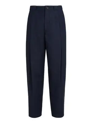 Brunello Cucinelli Cotton And Linen Panama Trousers - Navy Blue