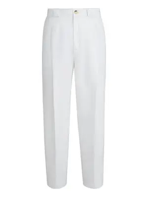 Brunello Cucinelli Cotton And Linen Panama Trousers - Snow