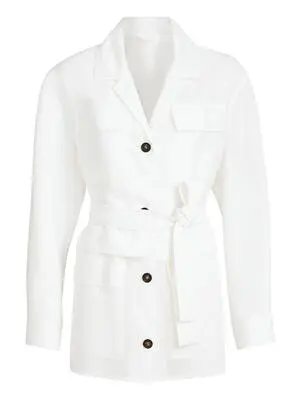 Brunello Cucinelli Twill Safari Jacket With Monili - White