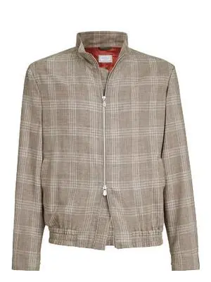 Brunello Cucinelli Tartan Outerwear Jacket - Light Grey