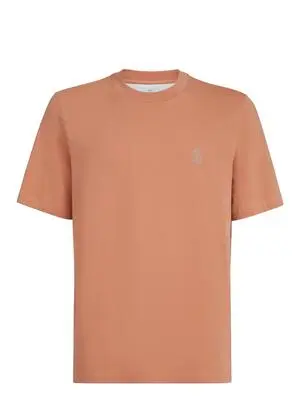 Brunello Cucinelli Jersey T-shirt With Logo - Apricot