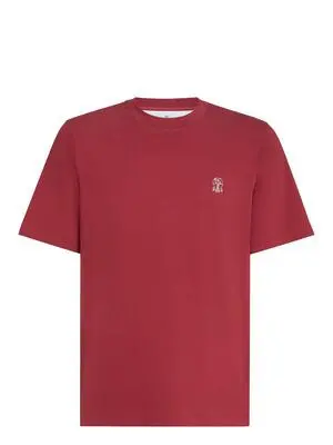 Brunello Cucinelli Jersey T-shirt With Logo - Cherry