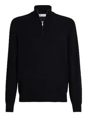 Brunello Cucinelli Cashmere Half-zip Sweater - Black