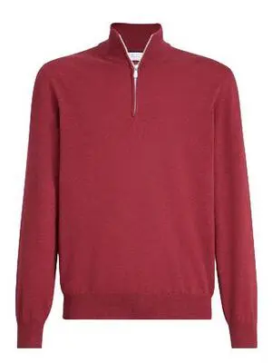 Brunello Cucinelli Cashmere Half-Zip Sweater Cherry