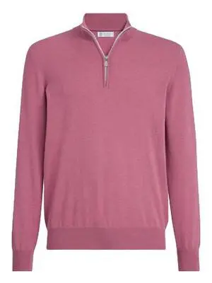 Brunello Cucinelli Cashmere Half-zip Sweater - Coral