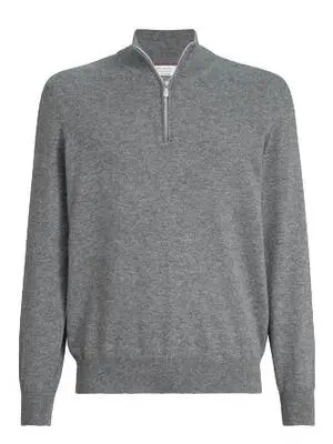 Brunello Cucinelli Cashmere Half-zip Sweater - Dark Grey