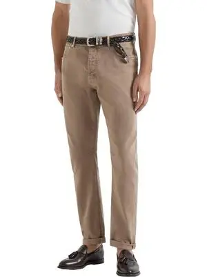 Brunello Cucinelli Garment-Dyed Denim Trousers Light Brown