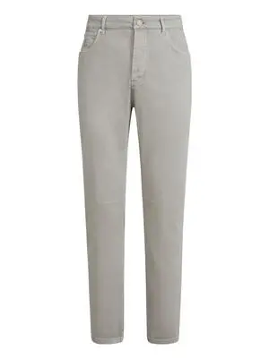 Brunello Cucinelli Garment-dyed Denim Trousers - Light Grey