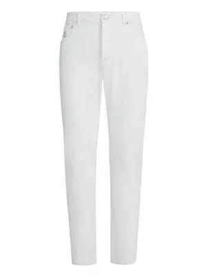 Brunello Cucinelli Garment-dyed Denim Trousers - Snow
