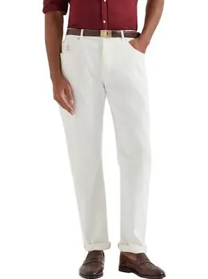Brunello Cucinelli Garment-Dyed Denim Trousers Snow