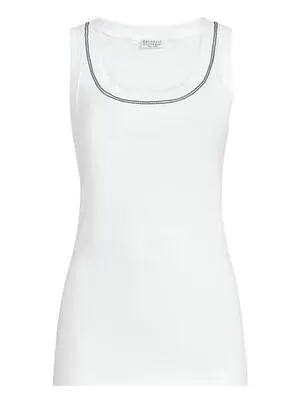 Brunello Cucinelli Ribbed Jersey Top White