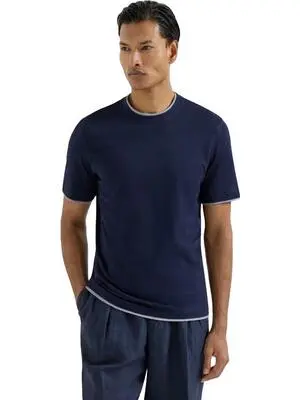 Brunello Cucinelli T-shirt With Faux-layering Cobalt