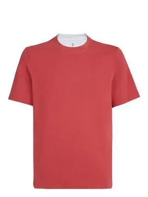 Brunello Cucinelli T-shirt With Faux-layering - Strawberry