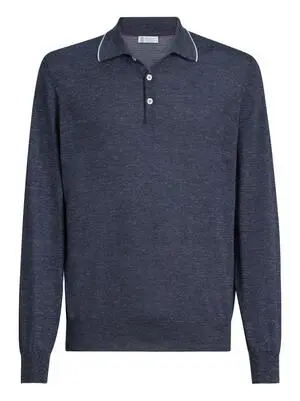 Brunello Cucinelli Lightweight Knit Polo - Avio Blue