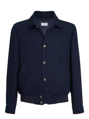 Brunello Cucinelli Hopsack Outerwear Jacket - Navy Blue