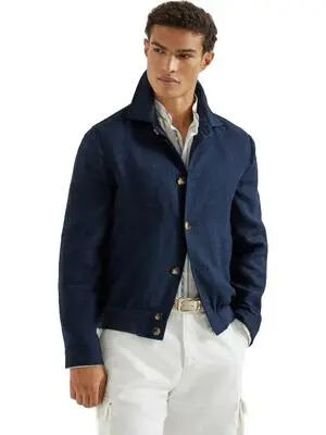 Brunello Cucinelli Hopsack Outerwear Jacket - Navy Blue