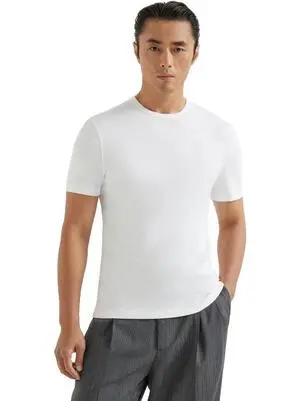 Brunello Cucinelli Ribbed Jersey T-shirt - White