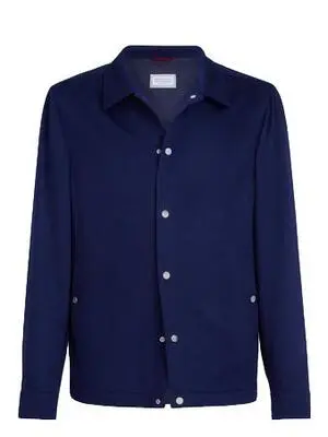 Brunello Cucinelli Cashmere Flannel Outerwear Jacket - Royale Blue