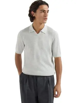 Brunello Cucinelli Cotton English Rib Knit Polo - Fog