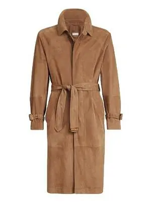 Brunello Cucinelli Suede Belted Outerwear - Biscuit