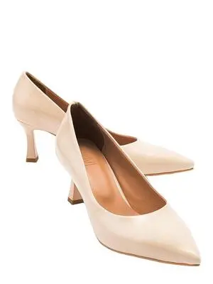 PROLOGUE SHOES Pedra Pointed Toe Pump Beige Patent