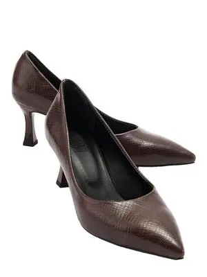 PROLOGUE SHOES Pedra Pointed Toe Pump Brown Printed