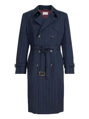 Brunello Cucinelli Chalk Stripe Trench - Blue