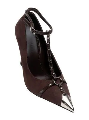 PROLOGUE SHOES Juliana Pointed Toe Pump - Brown Suede