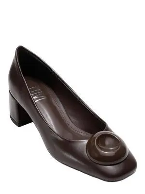 PROLOGUE SHOES Mila Buckle Square Toe Block Heel Pumps - Brown