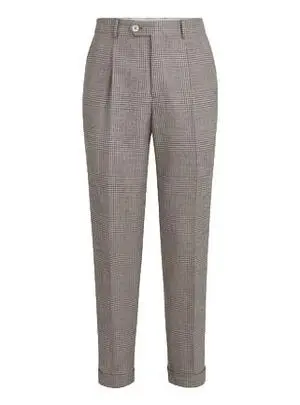 Brunello Cucinelli Prince Of Wales Trousers - Brown