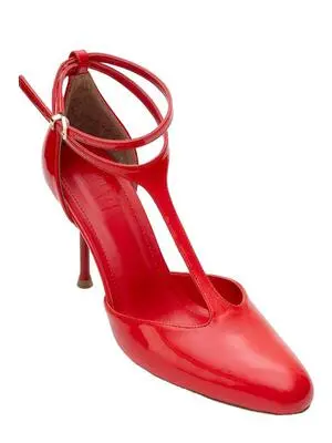 PROLOGUE SHOES Jon T-strap Pumps - Red Patent