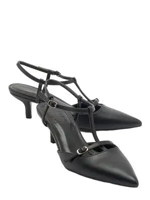 PROLOGUE SHOES Pointed-Toe T-Bar Pumps Black