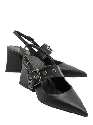 PROLOGUE SHOES Nepido Pointed Toe Block Heel Pumps - Black
