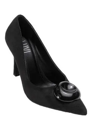 PROLOGUE SHOES Jordana Pointed Toe Pump - Black Suede