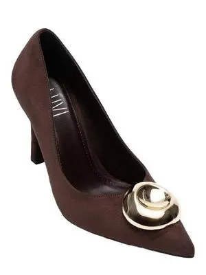 PROLOGUE SHOES Jordana Pointed Toe Pump - Brown Suede