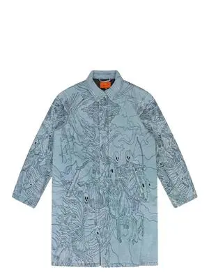 WHO DECIDES WAR BY EV BRAVADO Four Horsemen Printed Trench Coat - Blue