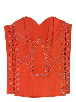 WHO DECIDES WAR BY EV BRAVADO Window Longline Leather Corset - Orange