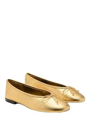 Mango Metallic Leather Ballet Flats - Gold