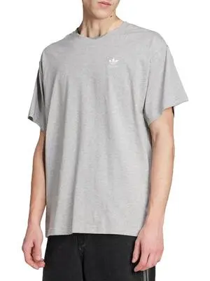 Adidas Trefoil Essentials Oversize Cotton T-shirt - Medium Grey Heather/white