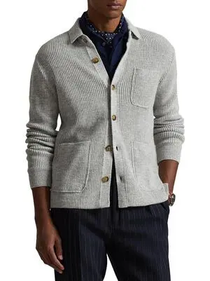 Polo Ralph Lauren Ribbed Cotton Cardigan - Grey Combo