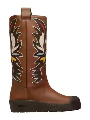 Bally Chambery Leather Eagle-motif Boots - Brown