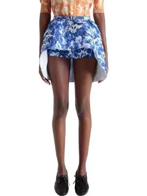 Bally Floral-print Cutaway Mini Skirt - Blue