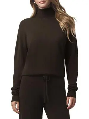 Splendid Cashmere Turtleneck Sweater - Soft Chocolate Brown