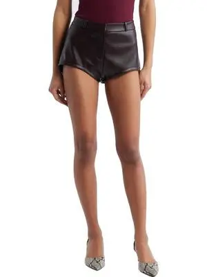 ARTLESS FOREVER Faux Leather High-waisted Shorts - Chocolate Brown