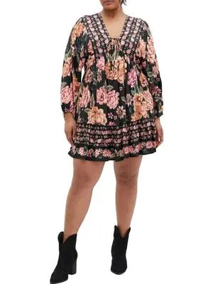 City Chic The Divine Border Print Minidress - Floral Print