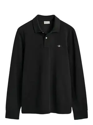 Gant Long-sleeve Pique Rugby Polo Shirt - Black