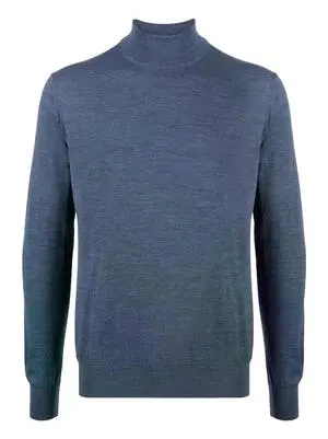 Luciano Barbera Roll-neck Wool Jumper - Blue
