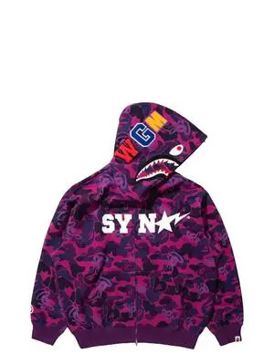 A BATHING APE BAPE X Spotify X Central Cee Camo Shark Full Zip Hoodie Purple