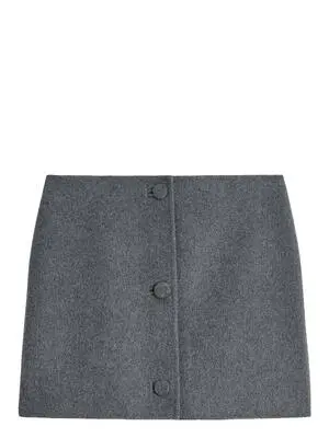 Cos Buttoned Double-faced Wool Mini Skirt - Gray
