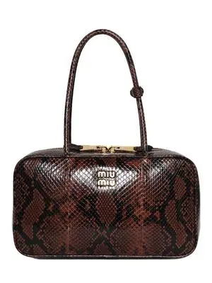 Miu Miu Beau Python Printed Ayers Leather Bag - Brown
